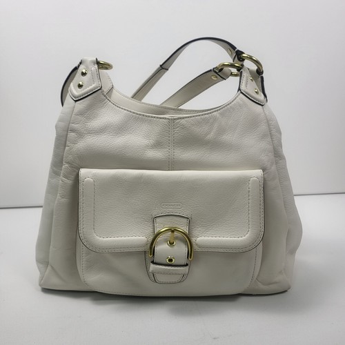 Coach Campbell Leather Hobo Shoulder Bag White Leather Triple ...