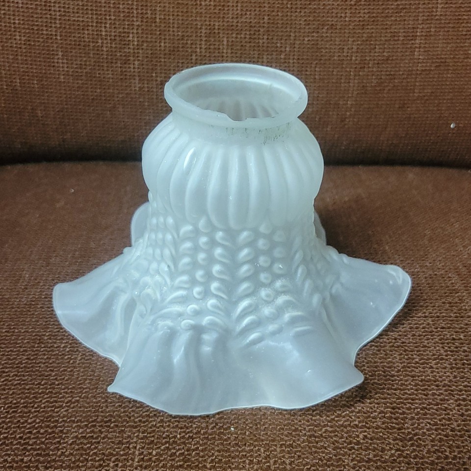 vtg Set of 2 Glass Light Lamp Shades 2" opening Frosted white Globe ...