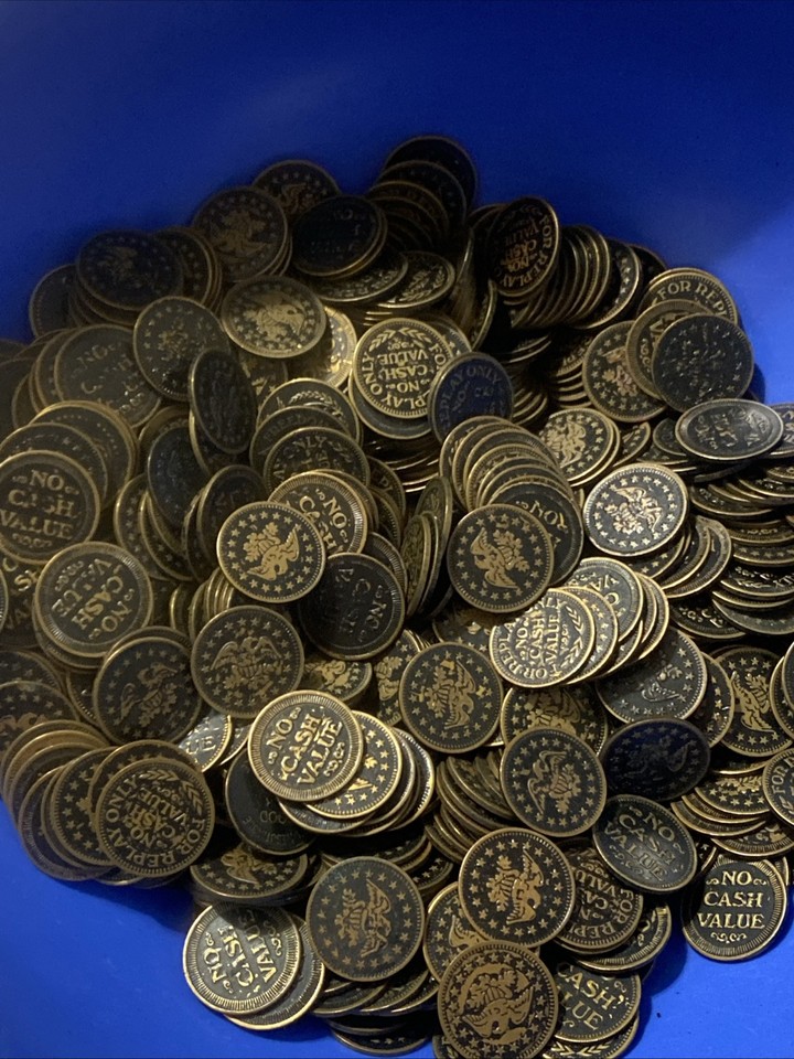 No Cash Value Black Control Brass Tokens With Eagle On One Side Lot Of ...
