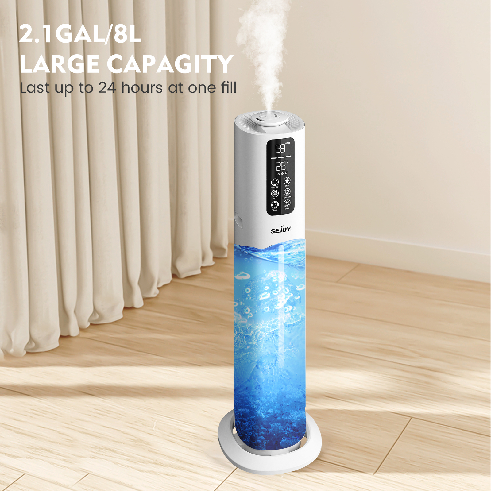 SEJOY 8L Cool Mist Ultrasonic Humidifier Essential Oil Large Room ...