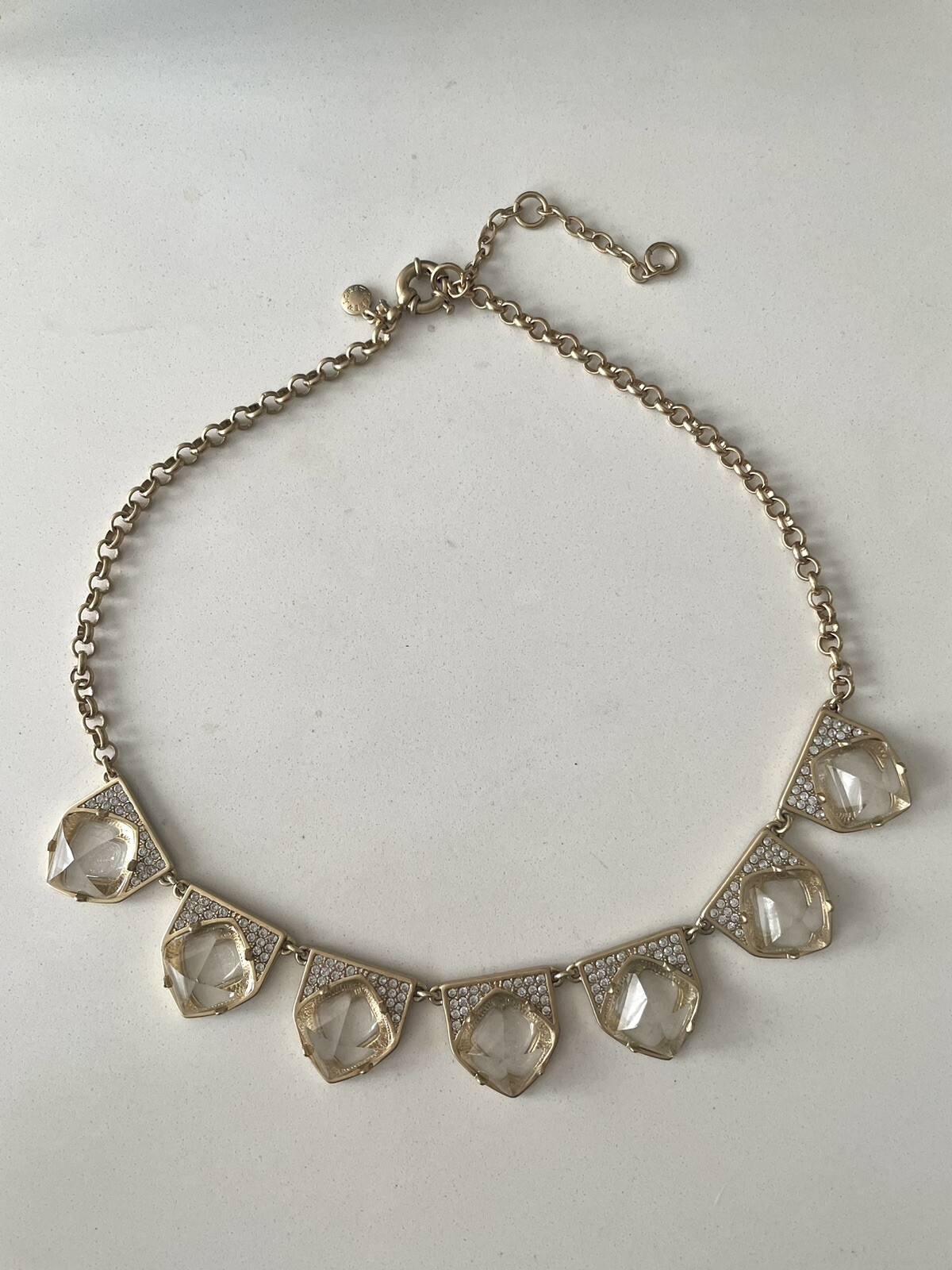 J. CREW Necklace Geometric Crystals Gold Tone Chain 1… - Gem