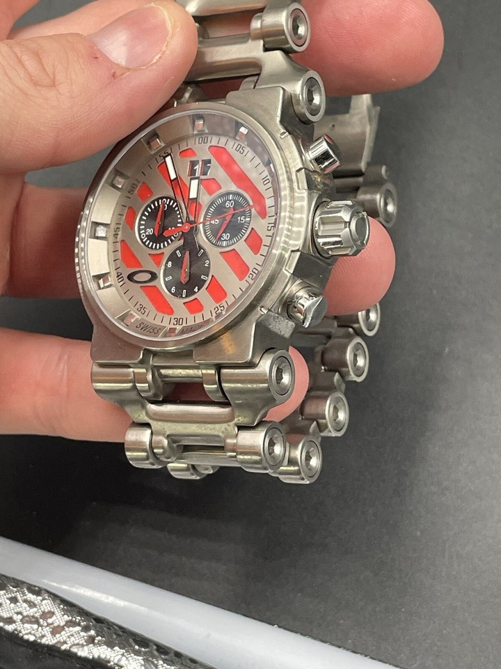 Oakley Hollow Point Titanium w/Red Dial Watch | eBay