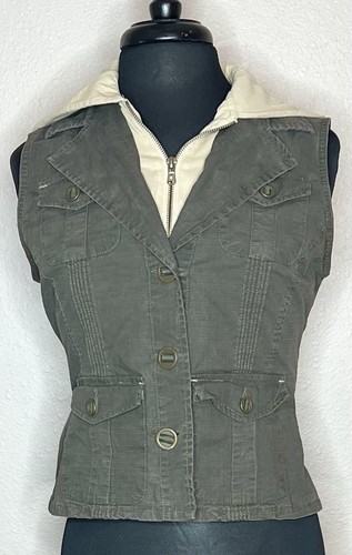 Vintage Y2K Plugg Small Hooded Vest Green Hip Hop Streetwear 90s Punk ...