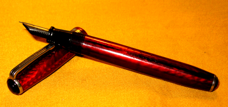 RESTORED RED J ESTERBROOK FOUNTAIN PEN WITH 1554 STEEL NIB & NEW INK ...