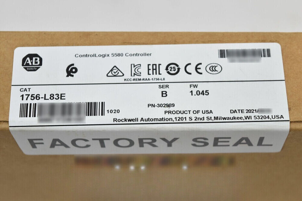 Surplus Sealed Allen Bradley 1756-L83E /B 2021 ControlLogix Logix5580 ...