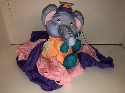 VTG 1992 DAN DEE NYLON ELEPHANT Purple Pink PARACHUTE STUFFED ANIMAL ...