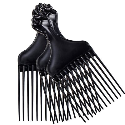 Soft 'N Style 3 Packs Black Afro Comb Hair Pick for Curly Hair Plastic ...