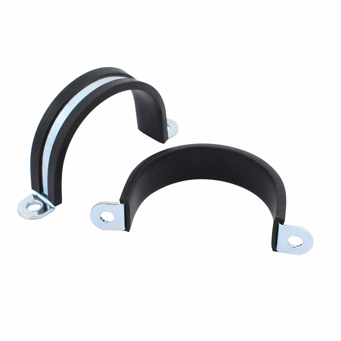 2Pcs 50mm Dia Rubber Lined U Shaped Zinc Plated Pipe Clips Hose Tube ...