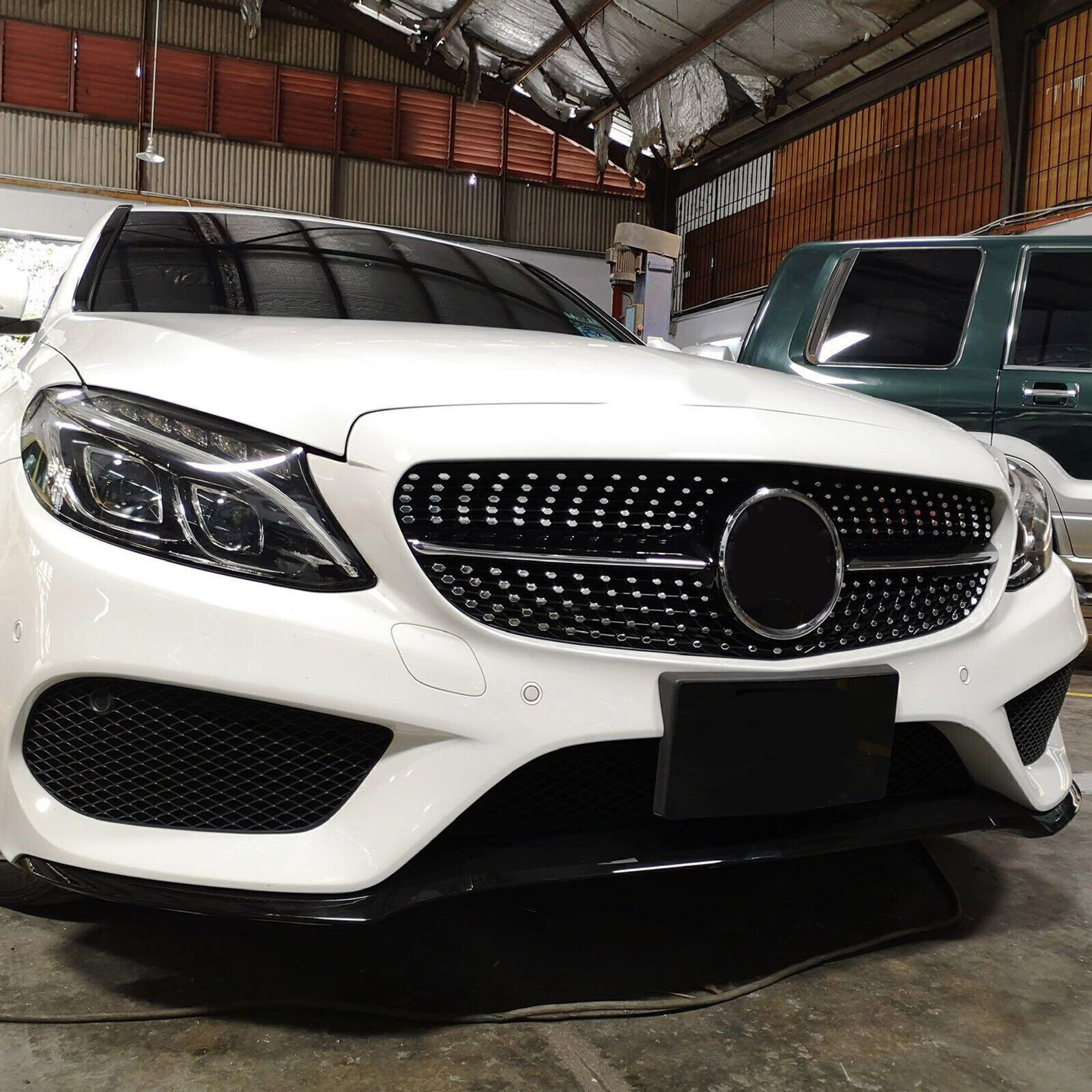 FOR MERCEDES W205 C CLASS DIAMOND GRILL GRILLE AMG C200 C220 C250 C300 ...