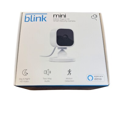 NEW Blink Mini Compact Indoor Plug-in Smart Security Camera HD Motion ...