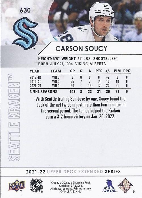 2021 Upper Deck #630 Carson Soucy mint / near mint | eBay