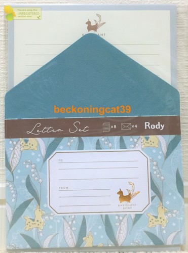 Ravissant Rody Letter 8 & Envelope 4 SET Flower Blue Kids Gift Synapse ...