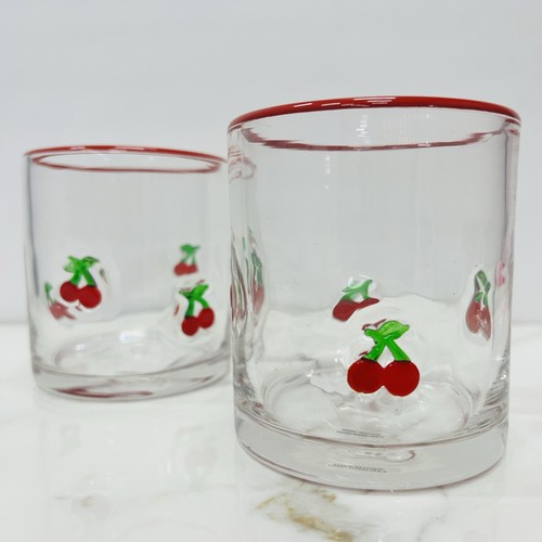 NEW Anthropologie Dupe RED CHERRY Icon Juice Glass Whiskey Cups Viral ...