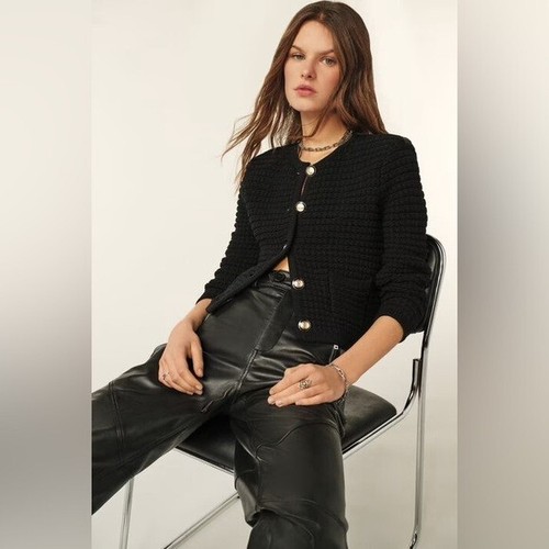 NEW Ba&sh Bash Gaspard Tweed Cardigan Jacket in Black | size 1 / S | eBay