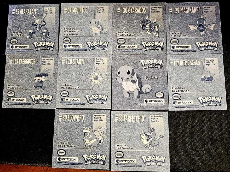 1999 Vintage Pokemon Series 1 Artbox Stickers - Lot of 10 Different w ...
