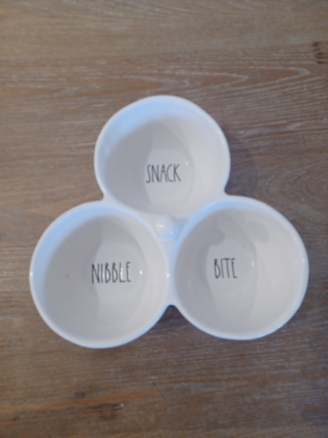 Rae Dunn SNACK NIBBLE BITE Divided Snack Candy Dish Bowl Tray | eBay