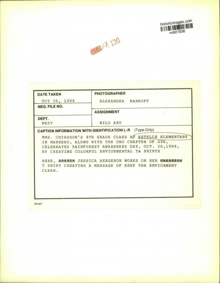 1989 Press Photo Rain-forest Awareness Day at Estelle Elementary in ...