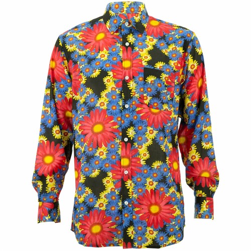 Regular Fit Long Sleeve Shirt Loud Originals Black Tropical Floral ...
