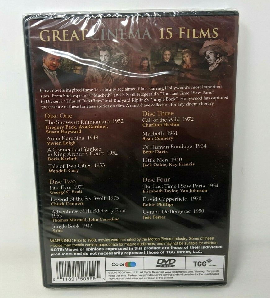 New & Sealed Great Cinema: 15 Films (DVD, 2009, 4-Disc Set) 11891508995 ...