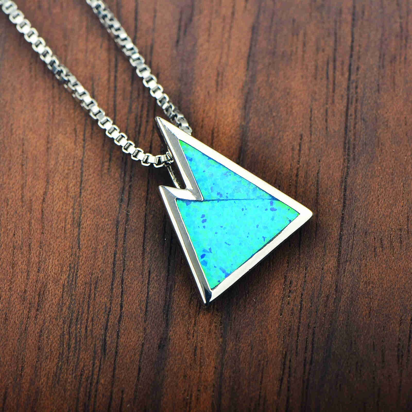 Hawaii Blue Fire Opal Hill Necklace Pendants Silver Filled For Women ...