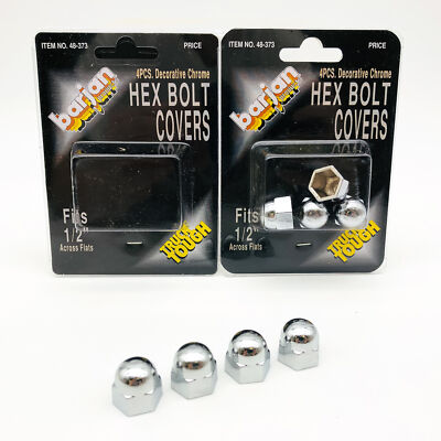 8pk Chrome 1/2" Hex Bolt Covers Metal Acorn Nut Caps Custom Car Truck ...