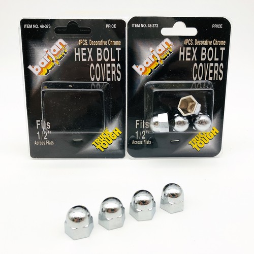 8pk Chrome 1/2" Hex Bolt Covers Metal Acorn Nut Caps Custom Car Truck ...