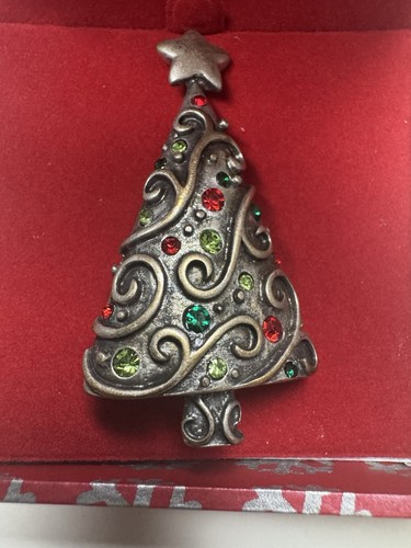 Unbranded Vintage Christmas Tree brooch With Red And Green Rhinestones ...