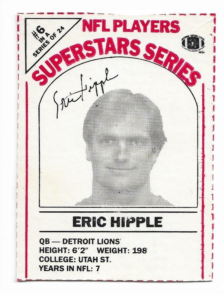 ERIC HIPPLE 1986 NFL Superstars Series Milk card Detroit Lions EX RARE ...