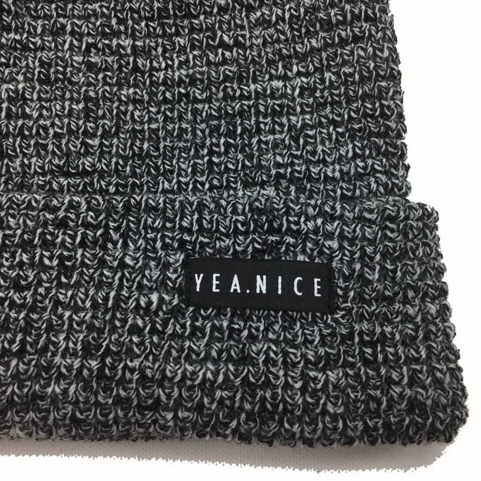 Yea.Nice Beanie Soft Acrylic Heather Gray Black Waffle Weave Beanie Hat ...