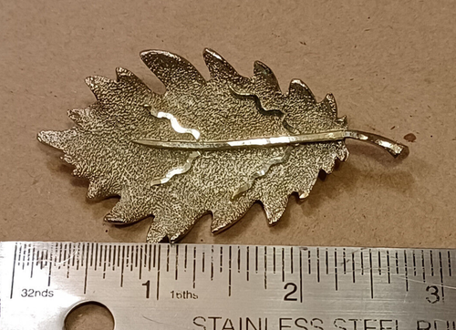 Vintage Costume Jewelry BSK Textured Leaf Silver Tone Metal Brooch Pin ...
