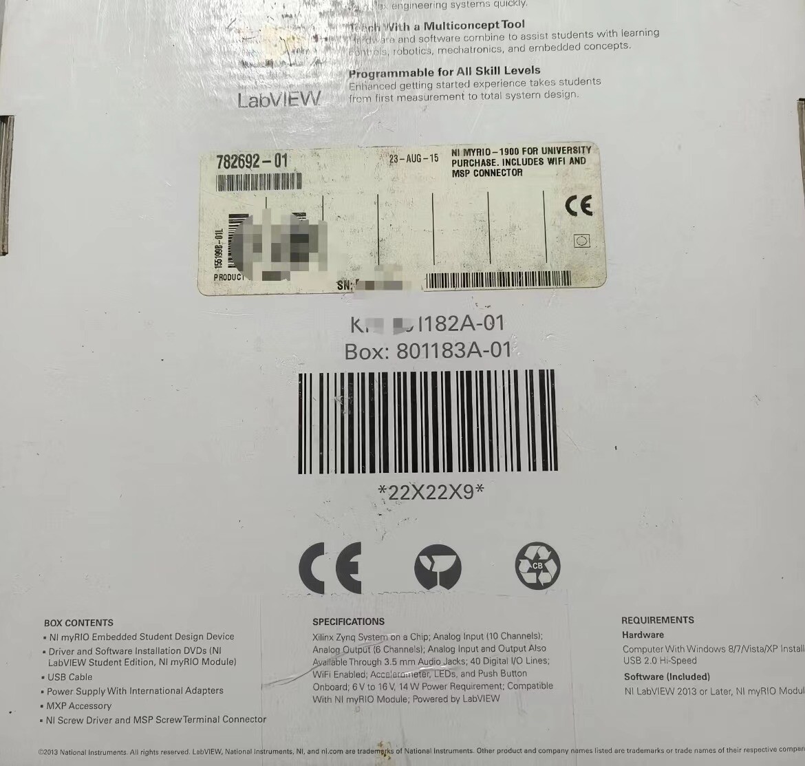 NI Myrio-1900 (Embedded Device for myRIO Students) 100 day /01 for sale ...