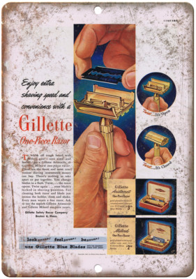 Gilette One Piece Razor Ad 12" x 9" Reproduction Metal Sign ZF45 | eBay
