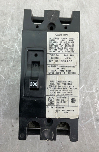 CUTLER HAMMER CC2200 CIRCUIT BREAKER 2P 200 A 240V | eBay
