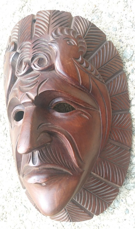 Mayan Hand carved wood mask Guatemalan Maya folks art scuplture chief ...
