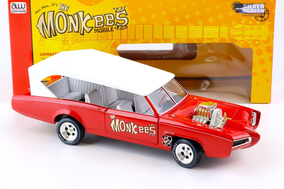 1:18 Auto World 1966 Pontiac GTO Convertible The Monkees Mobile Red ...