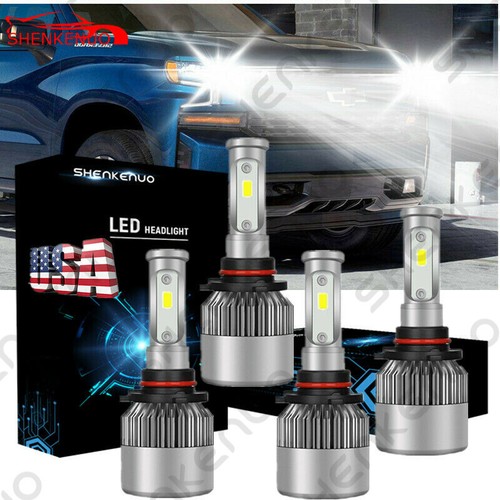 SHENKENUO 4X Combo 9005 9006 LED Headlight Kit High&Low Beam Bulb 6000K ...
