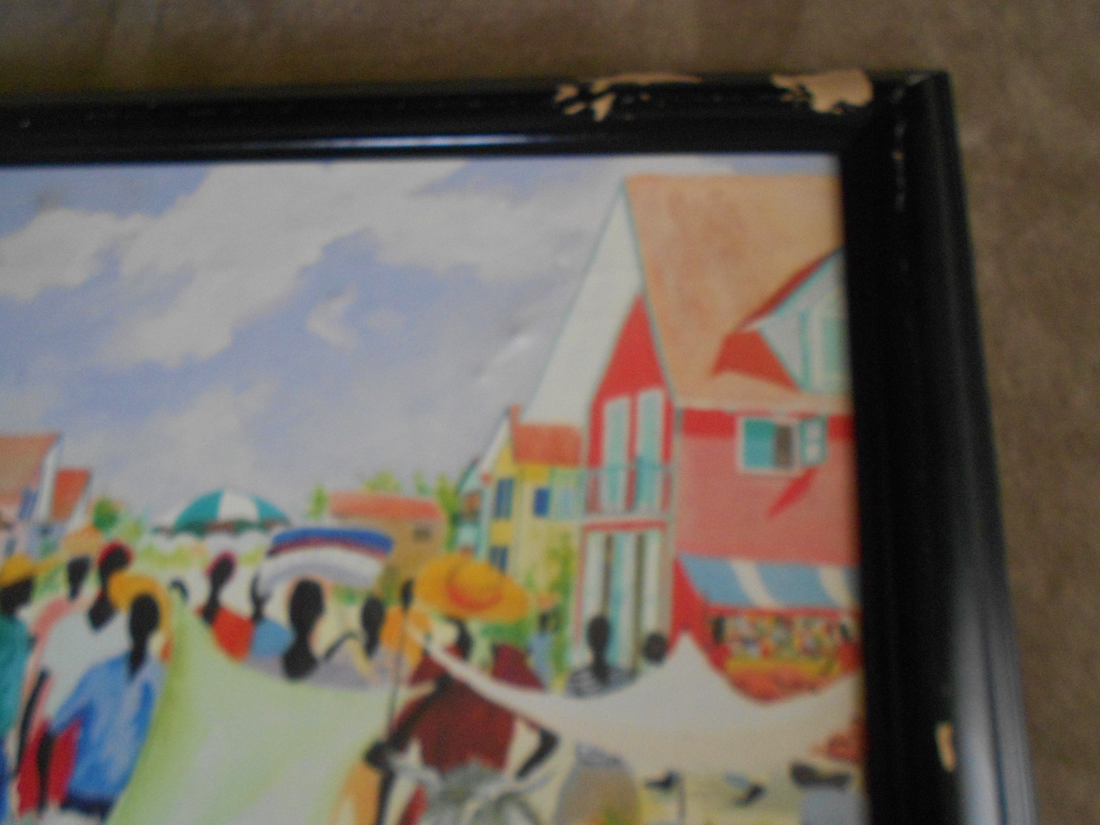 ***HAROLD RIGAUD*** '97 LITHO ON CANVAS "MARKET PLACE" 24"W X 20" SIP ...