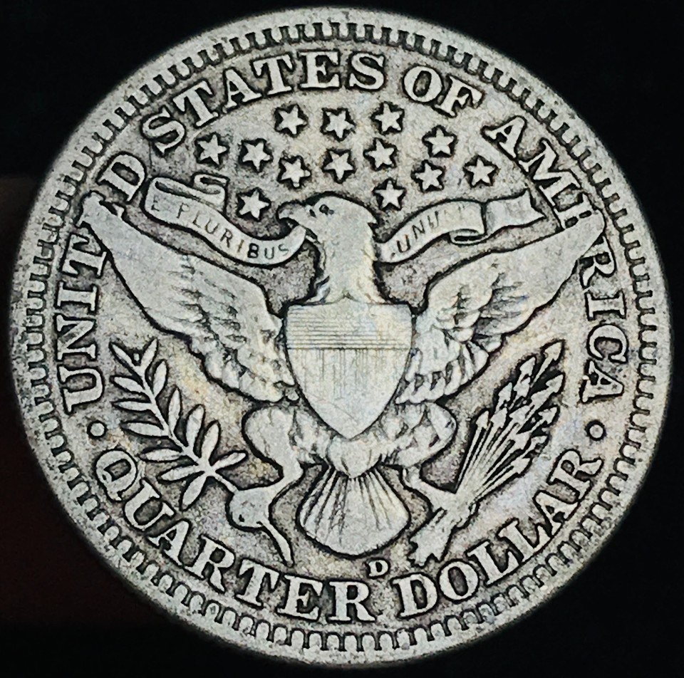 1914 D Barber Quarter 25C Liberty Head Choice 90% Silver US Coin ...