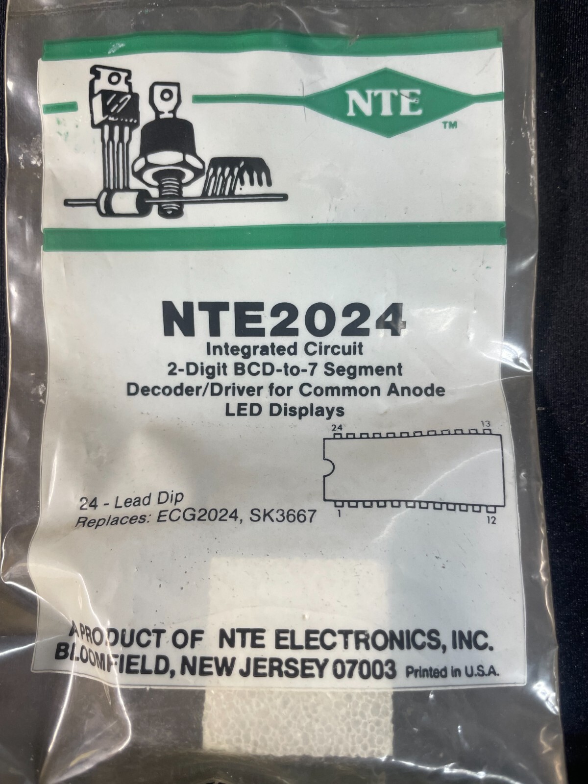 NTE Electronics NTE2024 INTEGRATED CIRCUIT 2-DIGIT BCD TO 7-SEGMENT DECODER | eBay