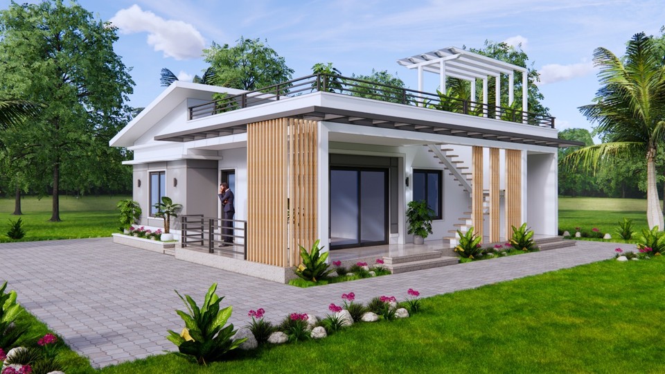 33x33 Feet Small House Plan 10x10 Meter 3 Bed 2 Bath Terrace PDF & A4 ...