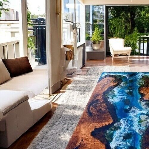 Unique Epoxy Resin Ocean Wave Table for Coastal and Beach-Themed ...