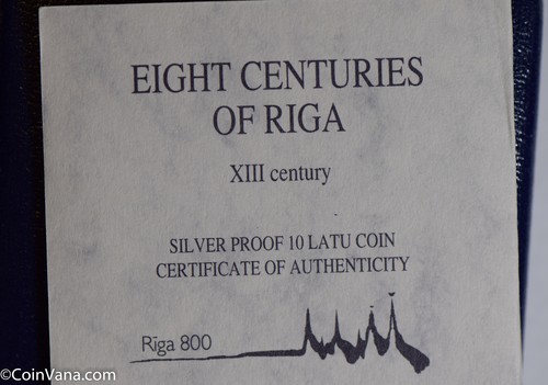 Latvia 1995 10 Latu silver /Riga 800 proof with certificate, case ...