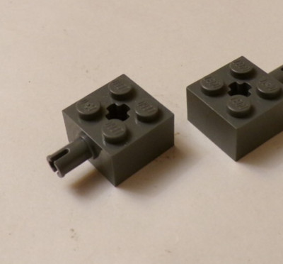 Lego x2 Dark Bluish Gray 2x2 Brick, Side Axle Pin, Axle Hole, 6232 (028 ...