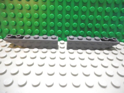 Lego 2 Dark Bluish Gray 6x1 Inverted Curved Smooth Slopes brick block ...