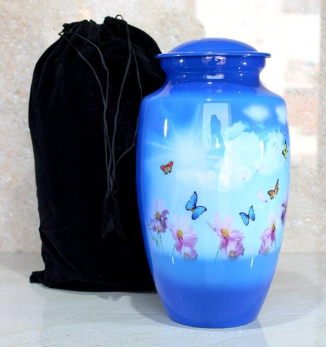 eSplanade Metal Cremation Urn Memorial Jar Pot Container | Full Blue ...