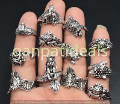 Mix Statue Ethnic Rings 925 Silver Plated 5pcs Lot For Woman RLL-1908 ...