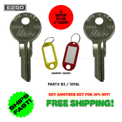 2 New EZ-GO Golf Carts Locks Key Blanks B3 1098L PLUS Write on Tags! | eBay