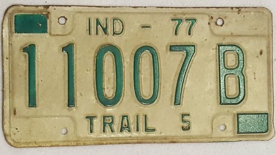 VINTAGE 1977 INDIANA TRAILER 5 LICENSE PLATE TAG 11007B FARM FRESH | eBay