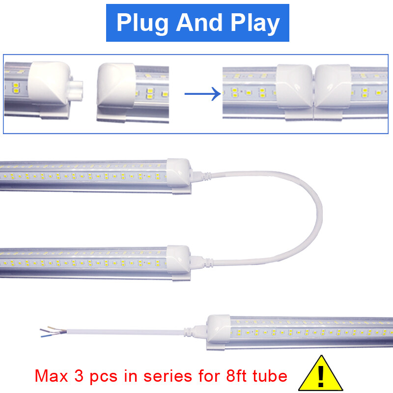 LED Shop Lights Fixture Tube Strip Ceiling Lights 8FT For Garage ...