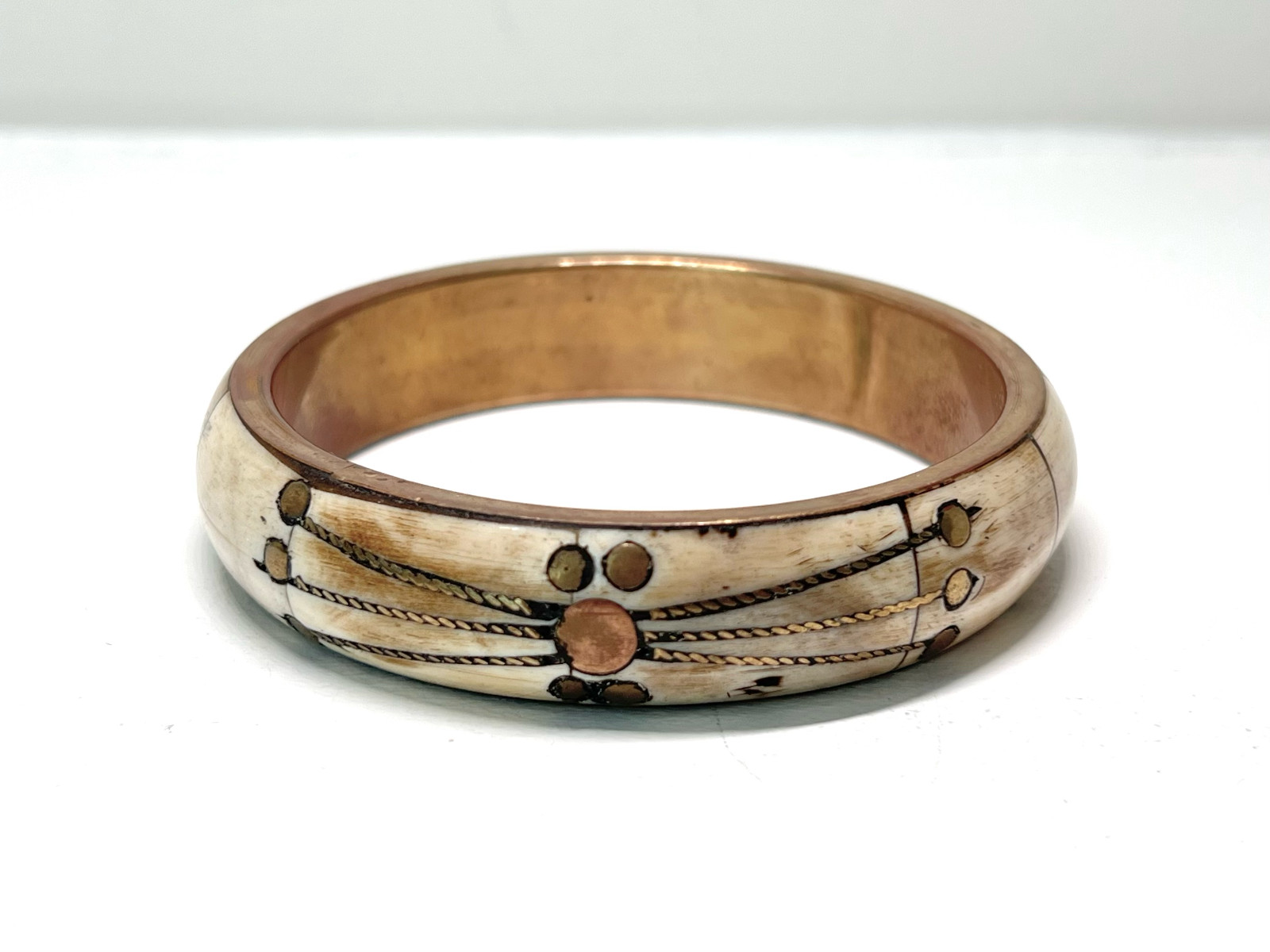 Ancient Medieval Viking Style Bronze Inlaid Bone Brac… - Gem